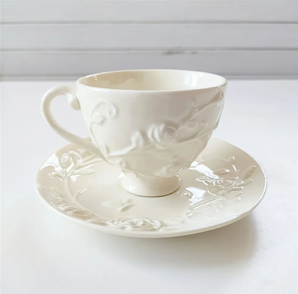 Vintage white color Tea & Coffee cup with saucer. - NJM Trading